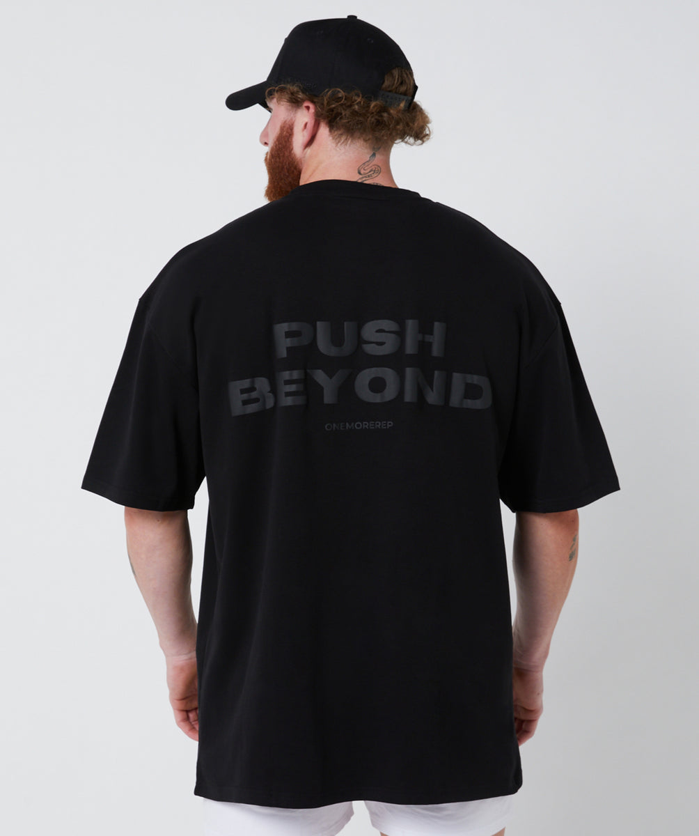 Heavyweight Push Beyond Tee Black – OneMoreRep