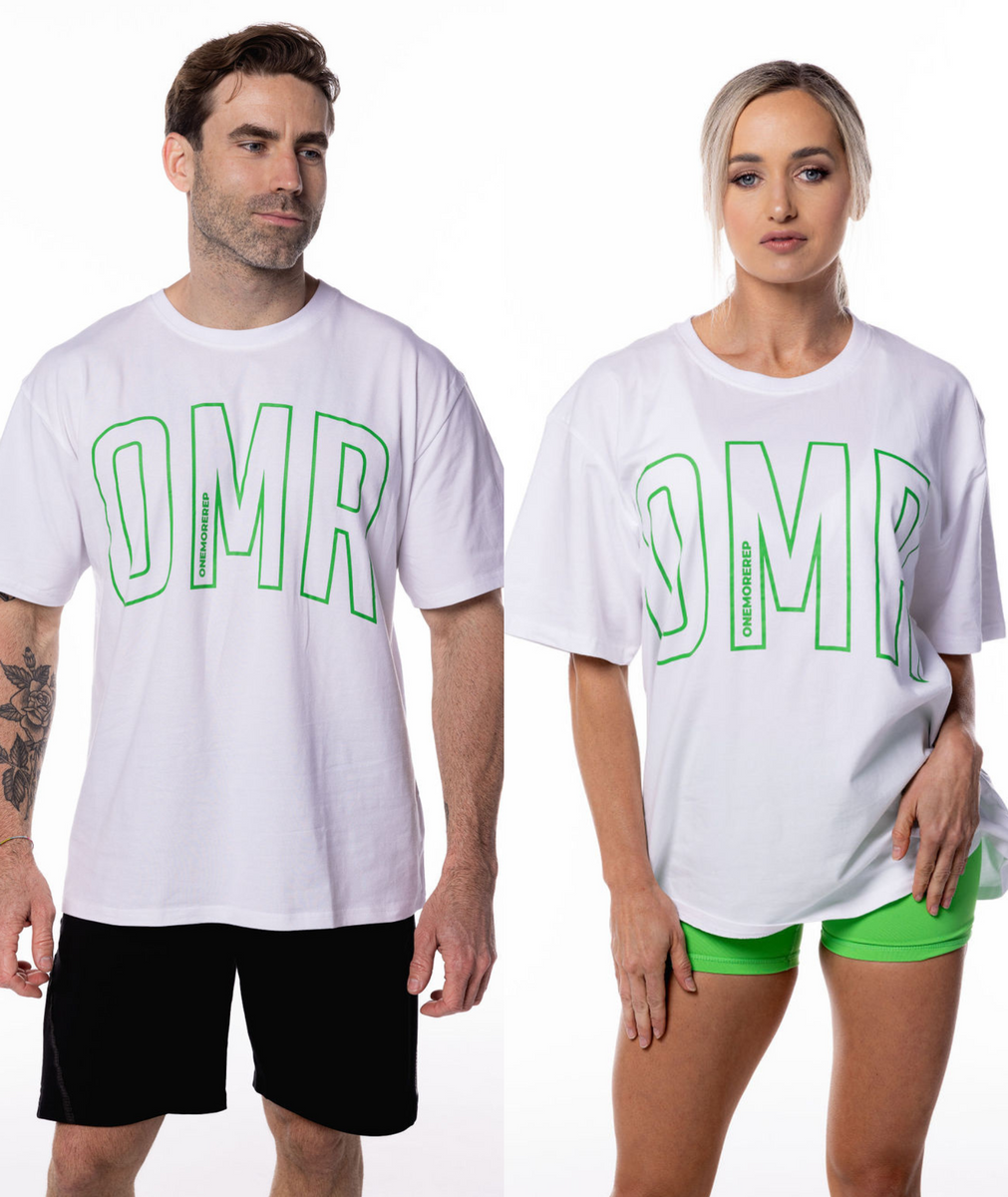 Oversized Pump Tee White/Green – OneMoreRep
